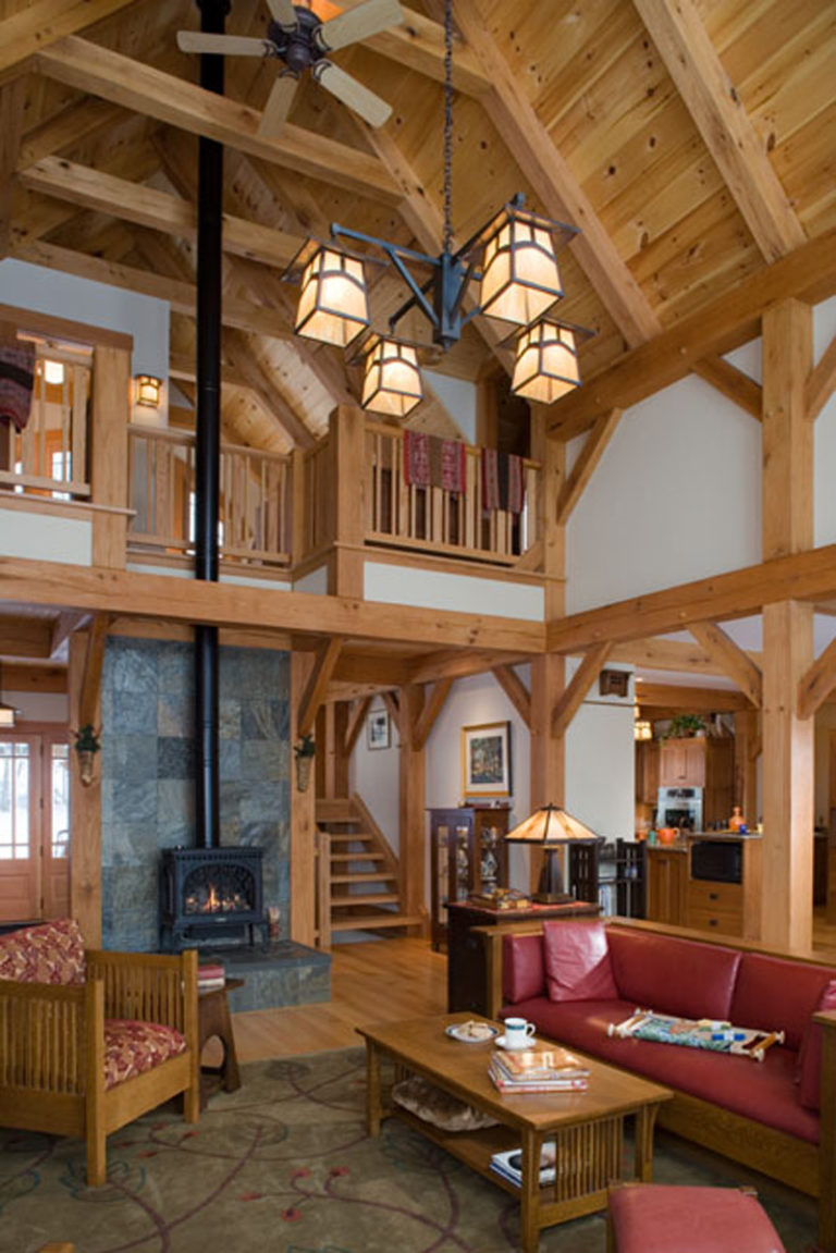 Custom Red Oak Timber Frame Home – Morristown, VT - Woodhouse The ...