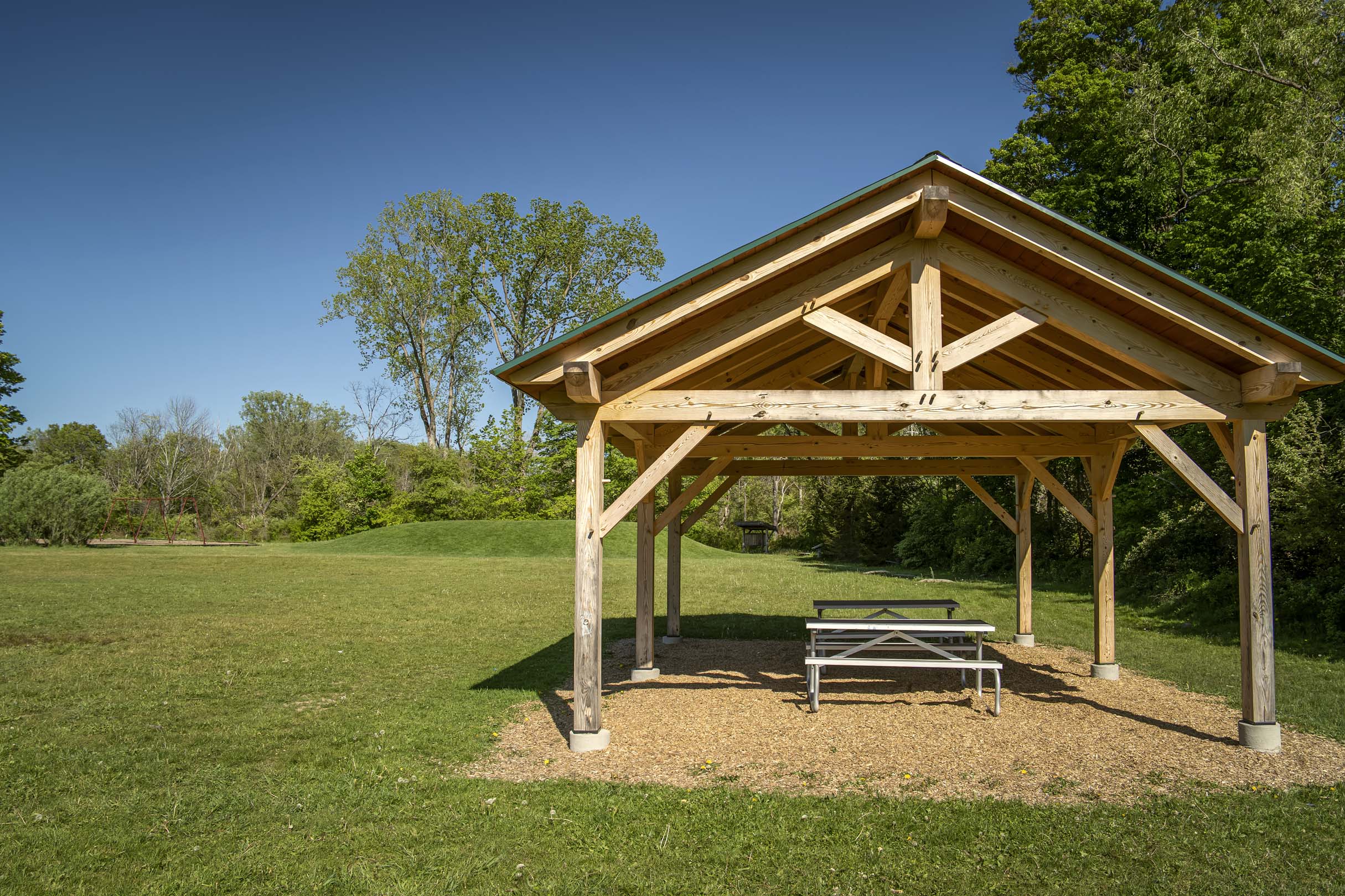 Timber Frame Pavilion in Slaterville Springs, NY - Woodhouse The Timber ...