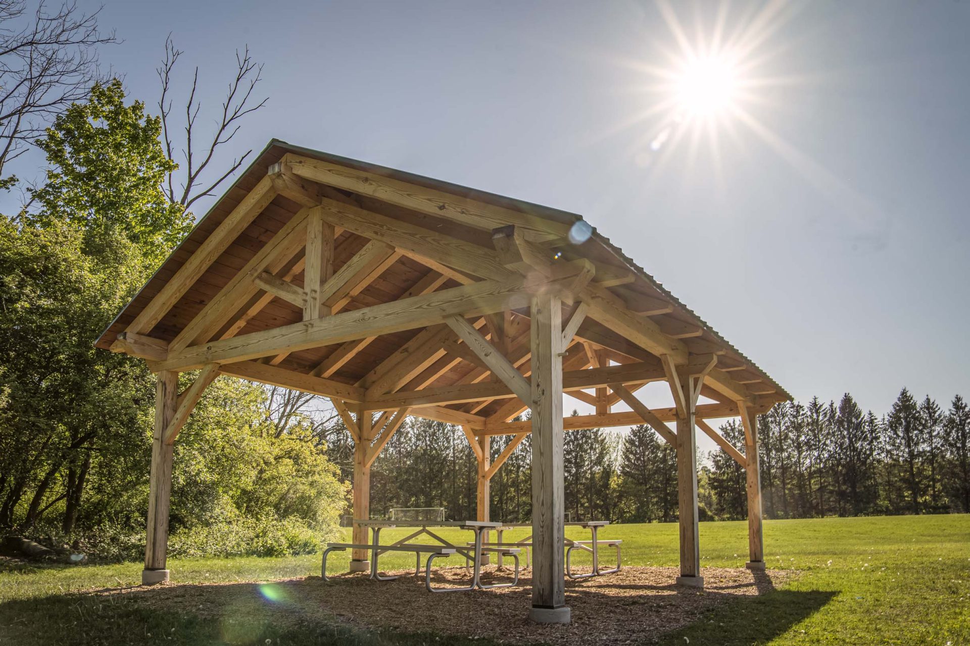 Timber Frame Pavilion in Slaterville Springs, NY - Woodhouse The Timber ...