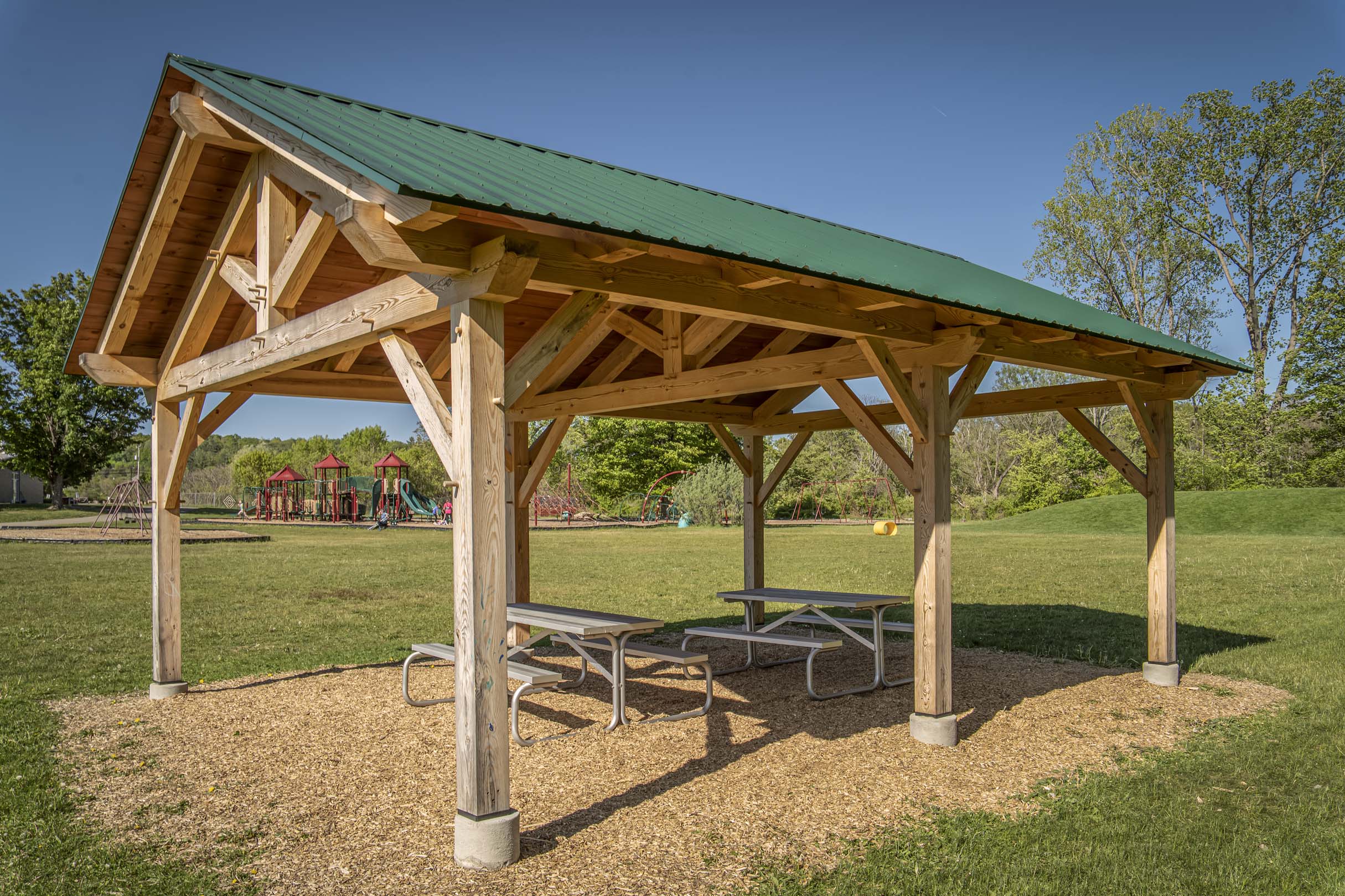 Timber Frame Pavilion in Slaterville Springs, NY - Woodhouse The Timber ...